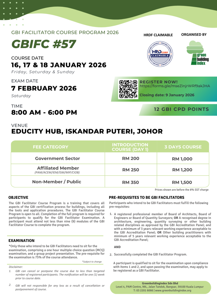 GBI FACILITATOR COURSE PROGRAM 2026 – Green Building Index